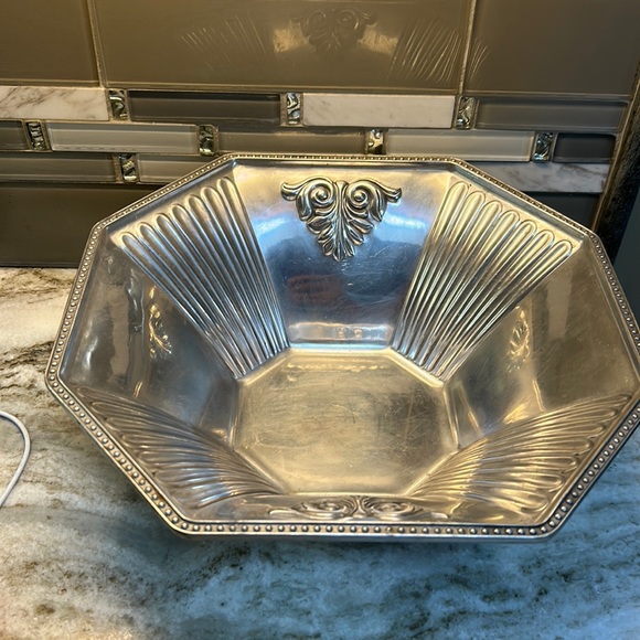 Lenox | Dining | Lenox Metal Serving Bowl 2x5 Pearl Edge Salad Bowl ...